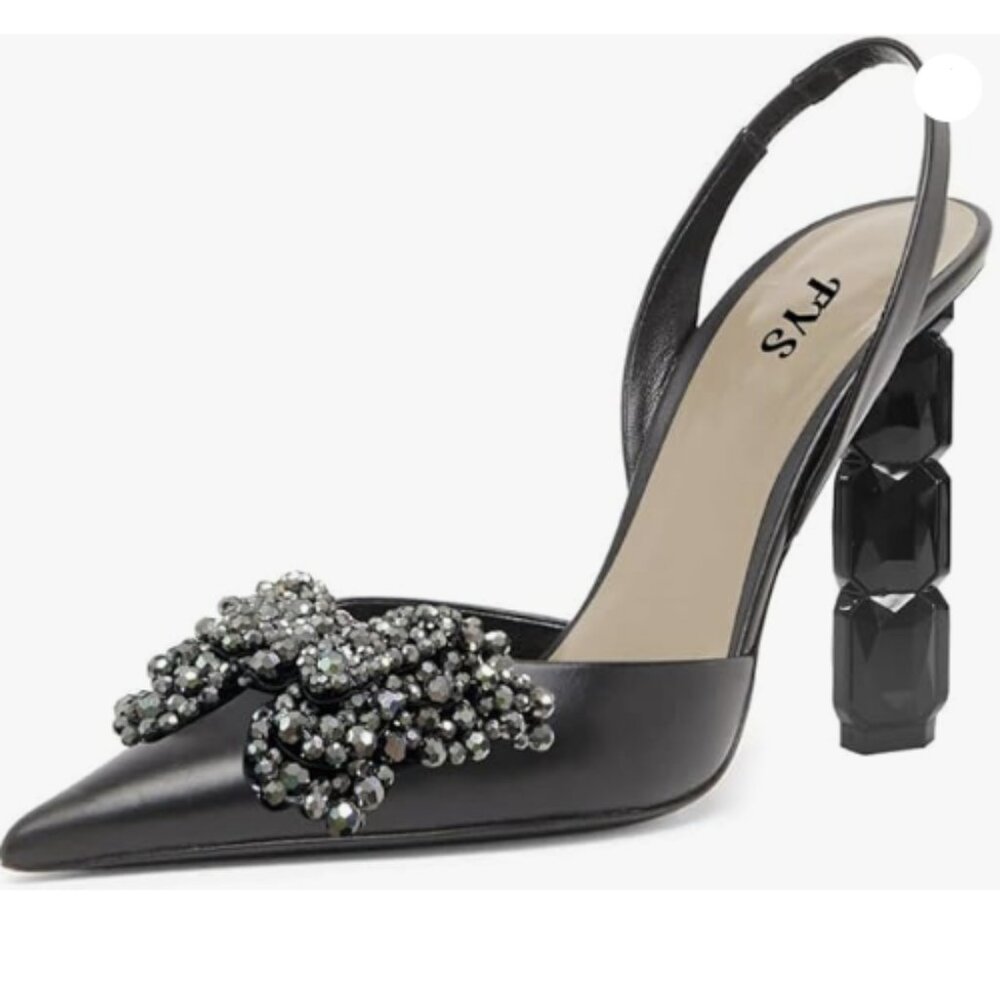 Fys Women Butterfly Pointed Toe Pumps Crystal High He… - Gem